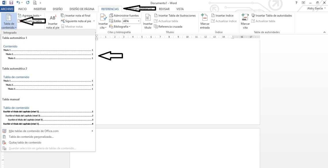Como crear un índice automatizado utilizando word